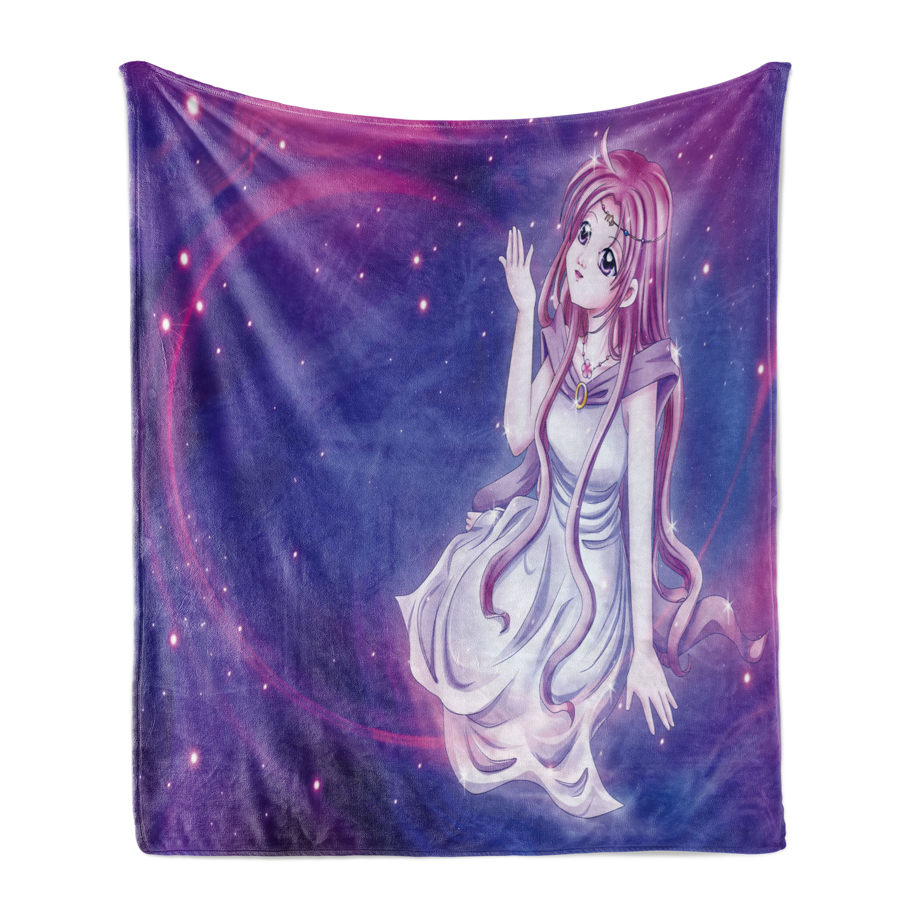 Ambesonne Anime Fleece Throw Blanket Purple Anime Sitting | Wayfair