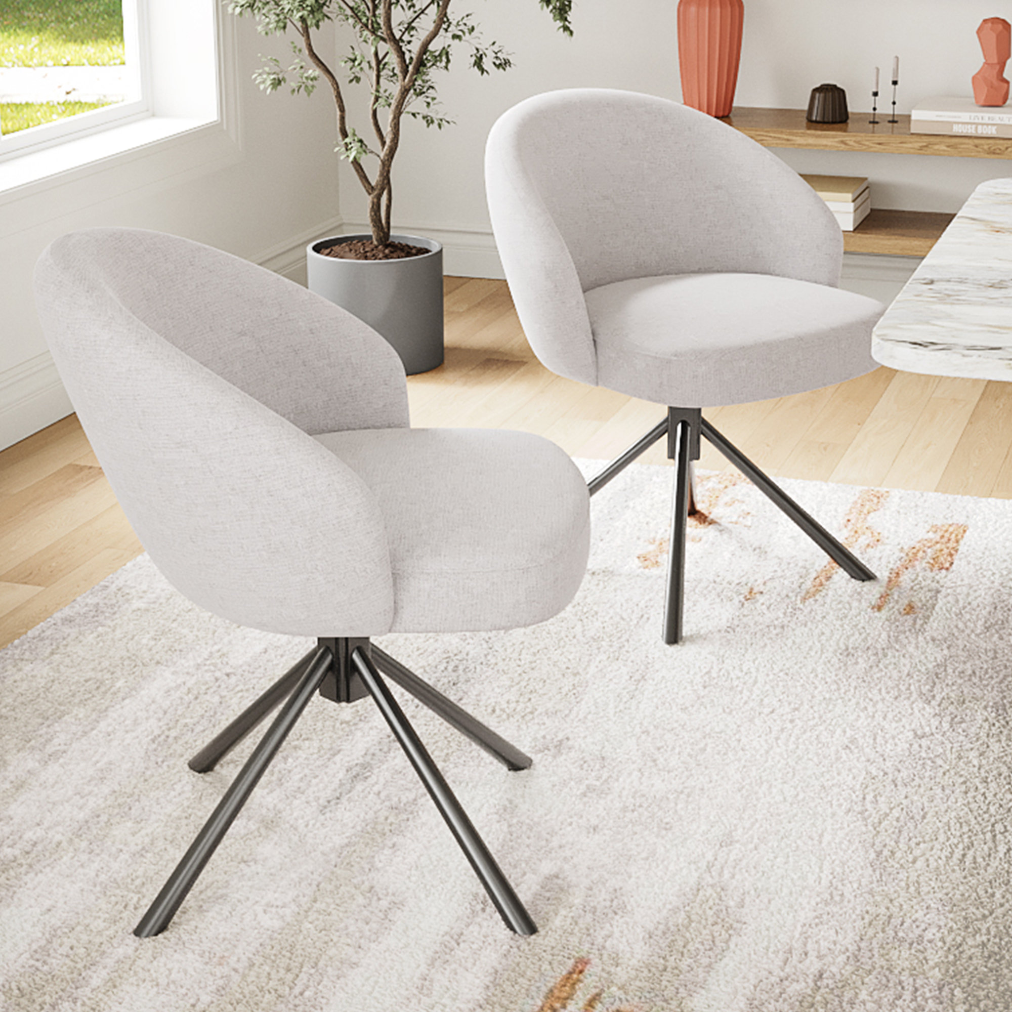 Corrigan Studio® Margeret Swivel Upholstered Dining Chair & Reviews ...