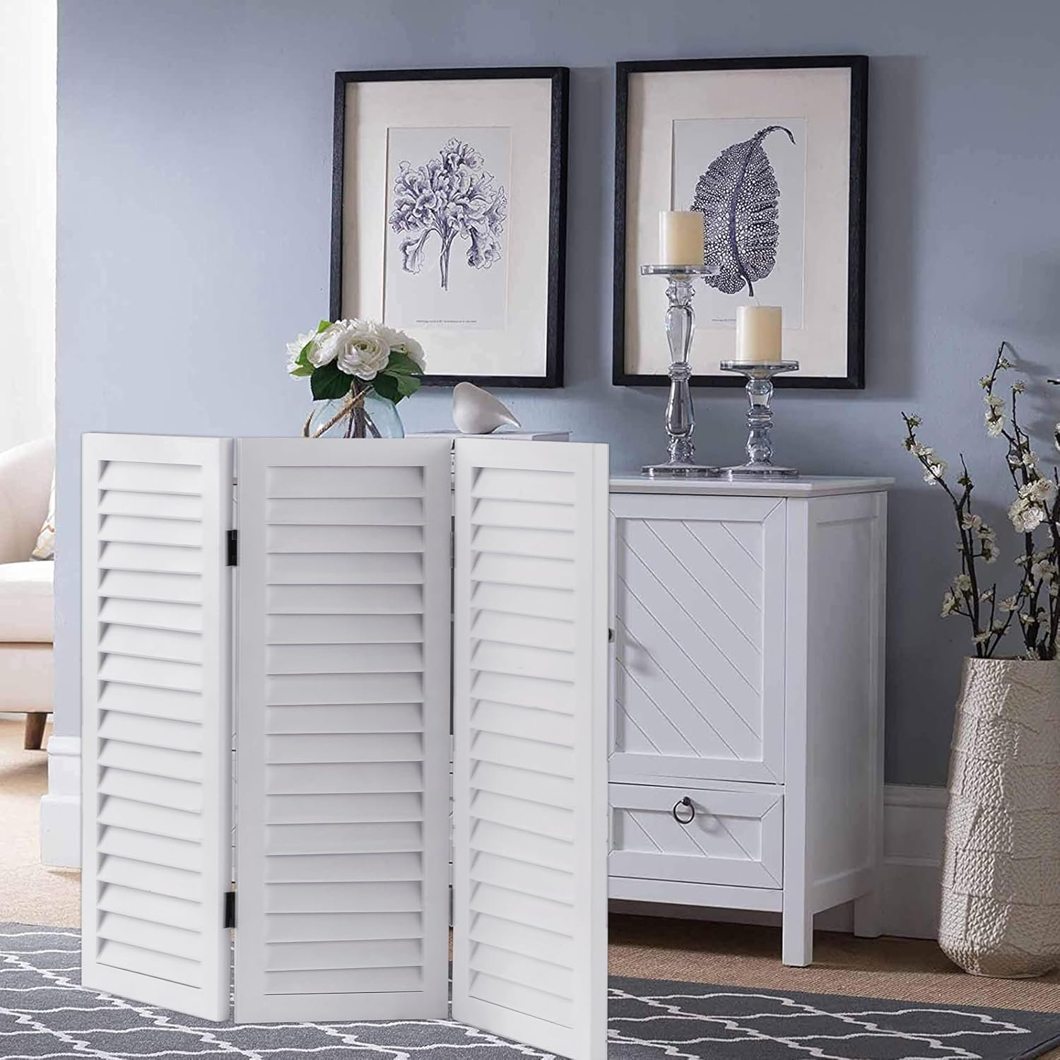 Loon Peak® Wood Short Privacy Screen Indoor, 2.6 Ft Tall Shutters ...