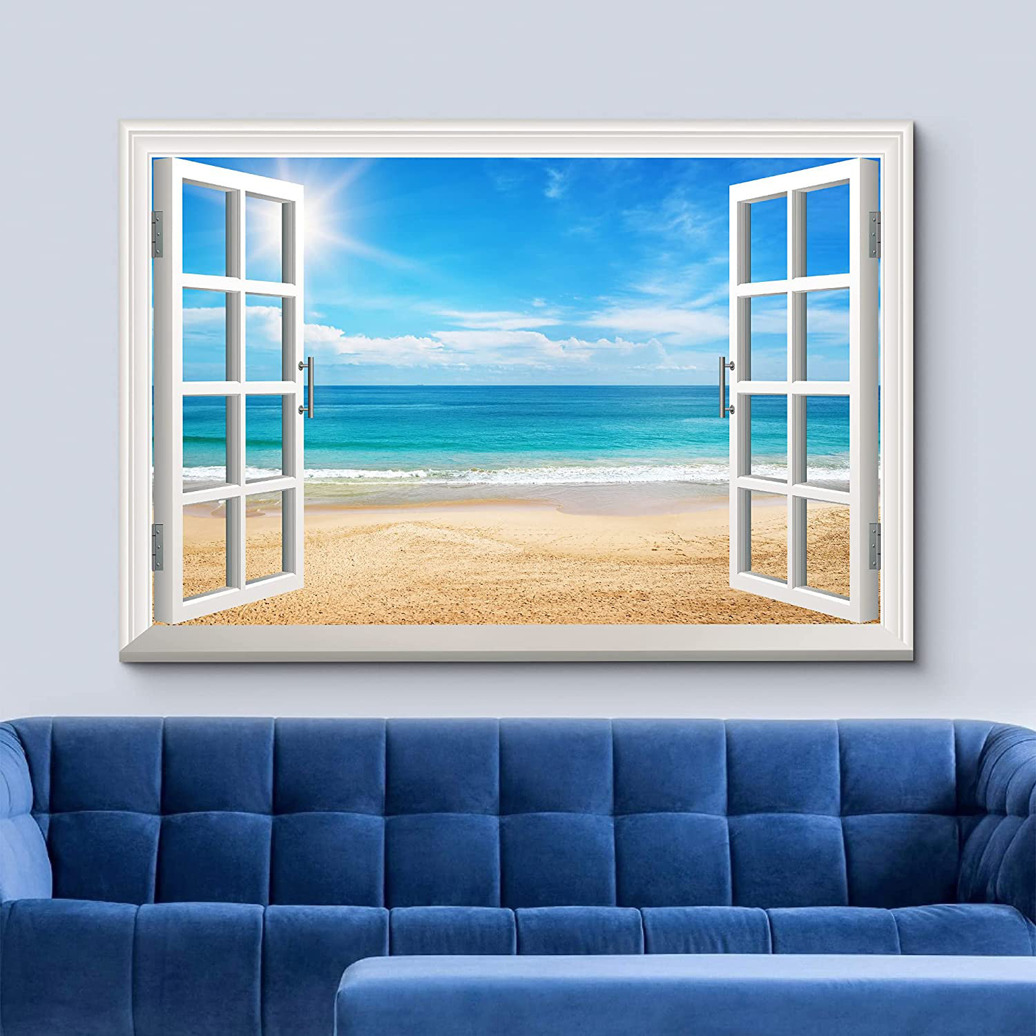 IDEA4WALL Window Scenery Beach View on a Bright Sunny Day - Wrapped ...