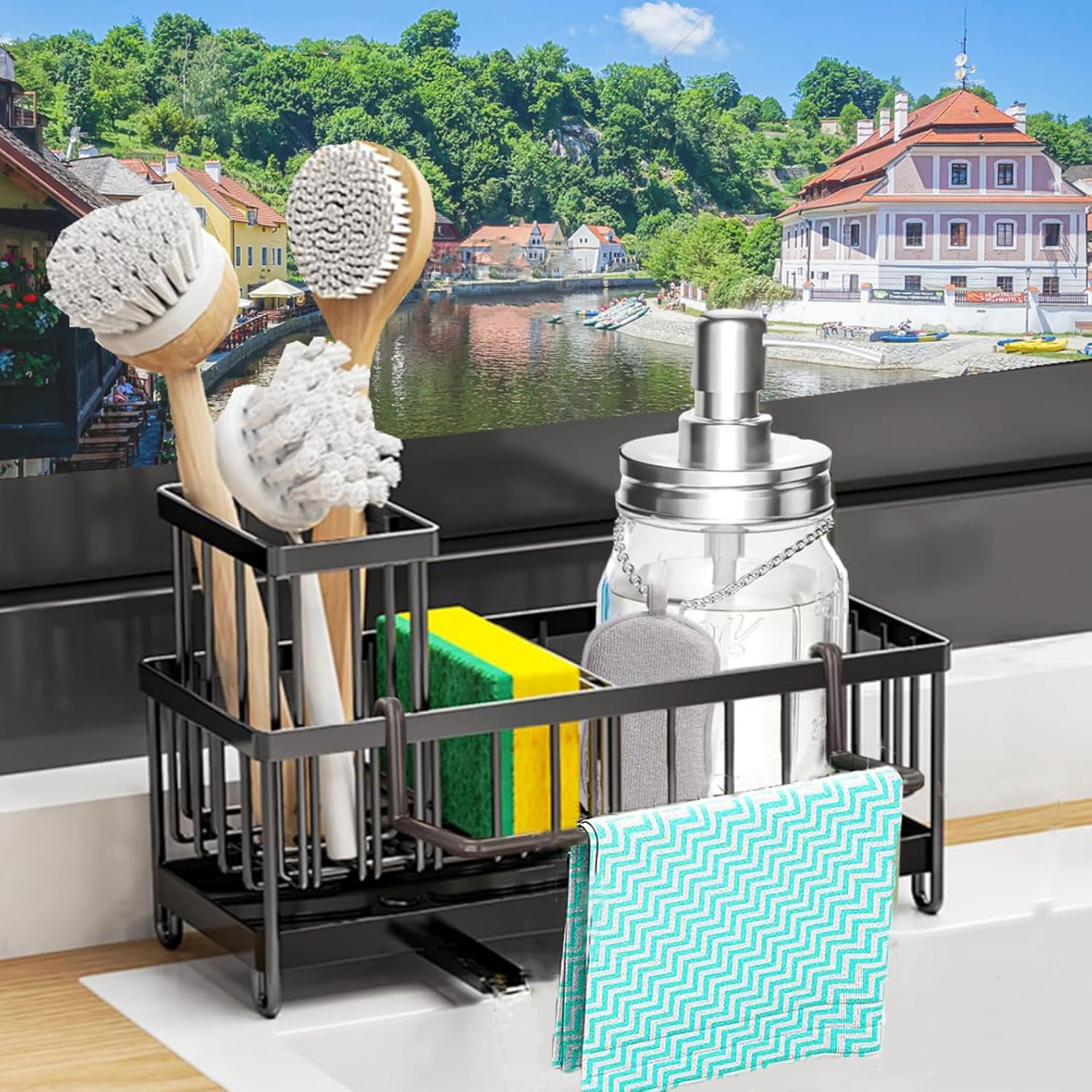 WKING Kitchen Sink Caddy Organizer - Stainless Steel Self-Draining ...
