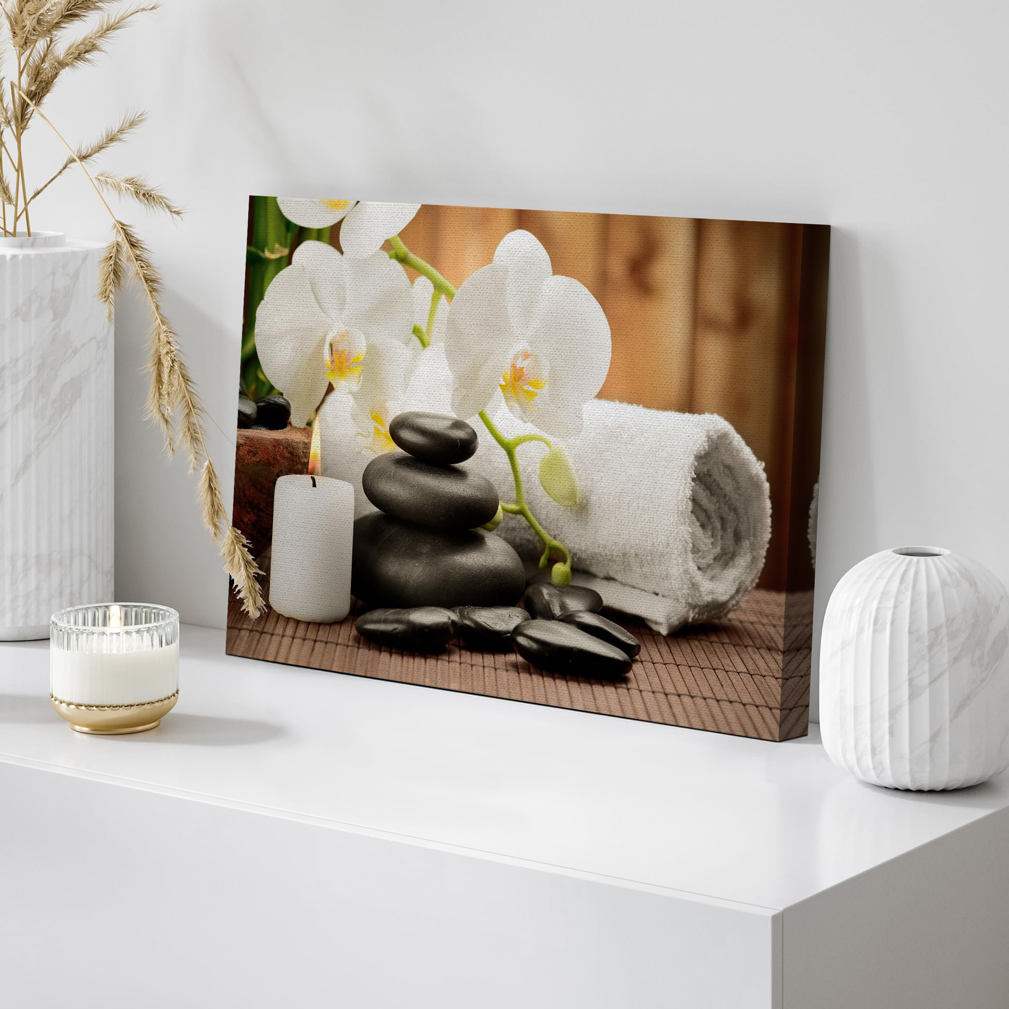IDEA4WALL Zen Stones " White Lotus Flower Massage Stone Laundry ...