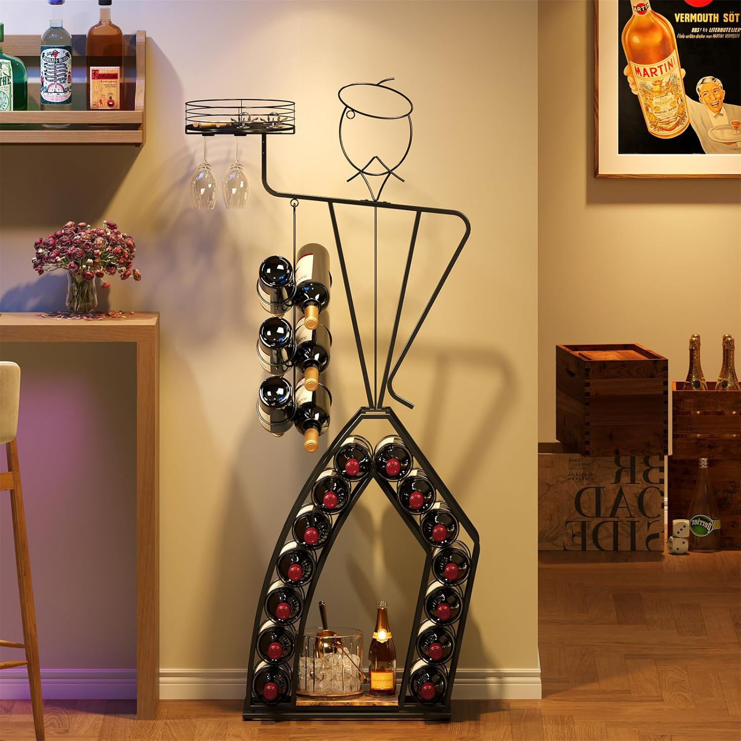 Williston Forge Wine Rack Free Standing Floor Bartender Design With 20 ...