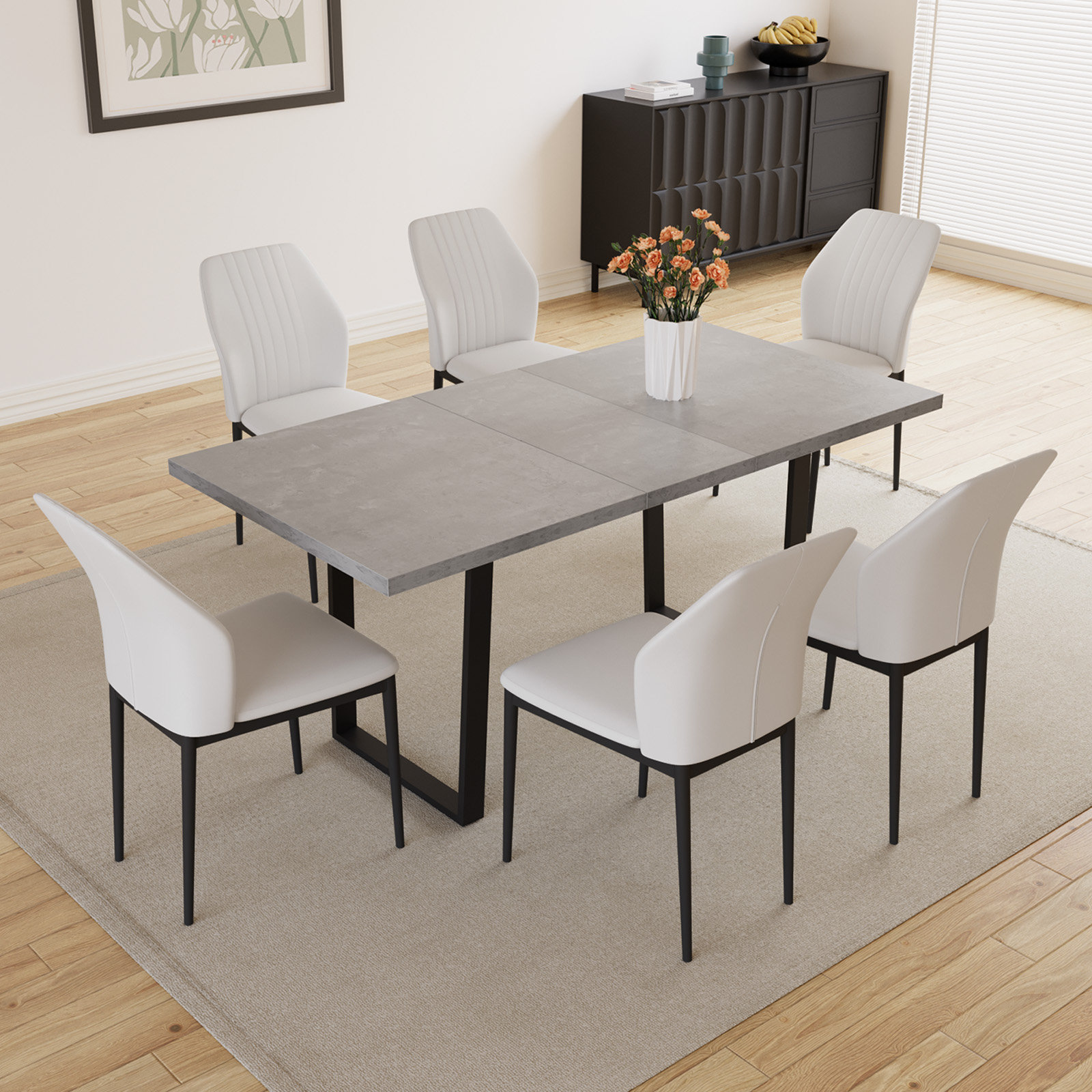Latitude Run® Modern Dining Table Set Furniture, Extendable 51.2'' to ...