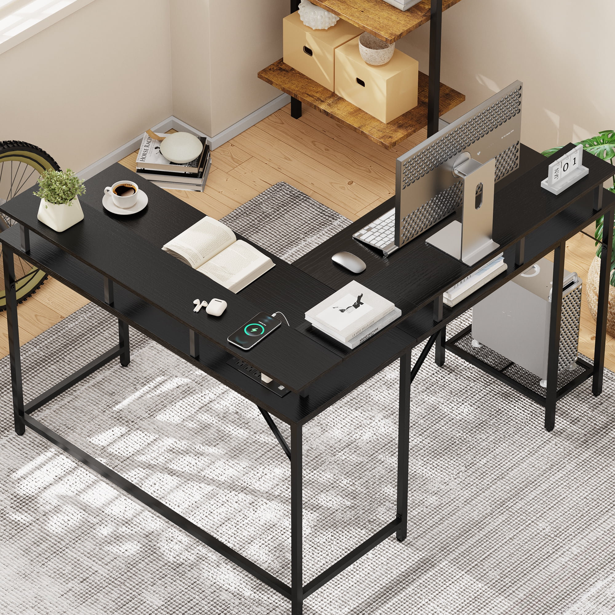 Wrought Studio™ Koryna 46.50'' W L-Shaped Computer Desk with Hutch and ...