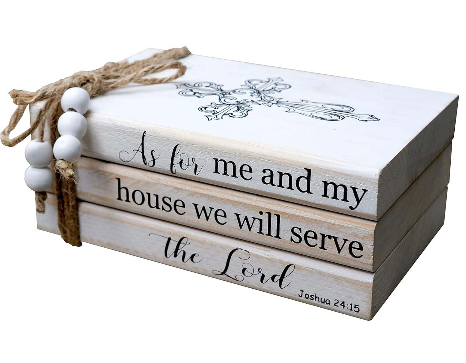 Astoria Grand Farmhouse Wooden Decor Book Stack Rustic Faux Book Stacks ...