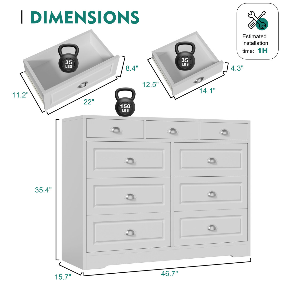 Lark Manor™ Atsuhisa 46.7" W 9 - Drawer Dresser & Reviews | Wayfair