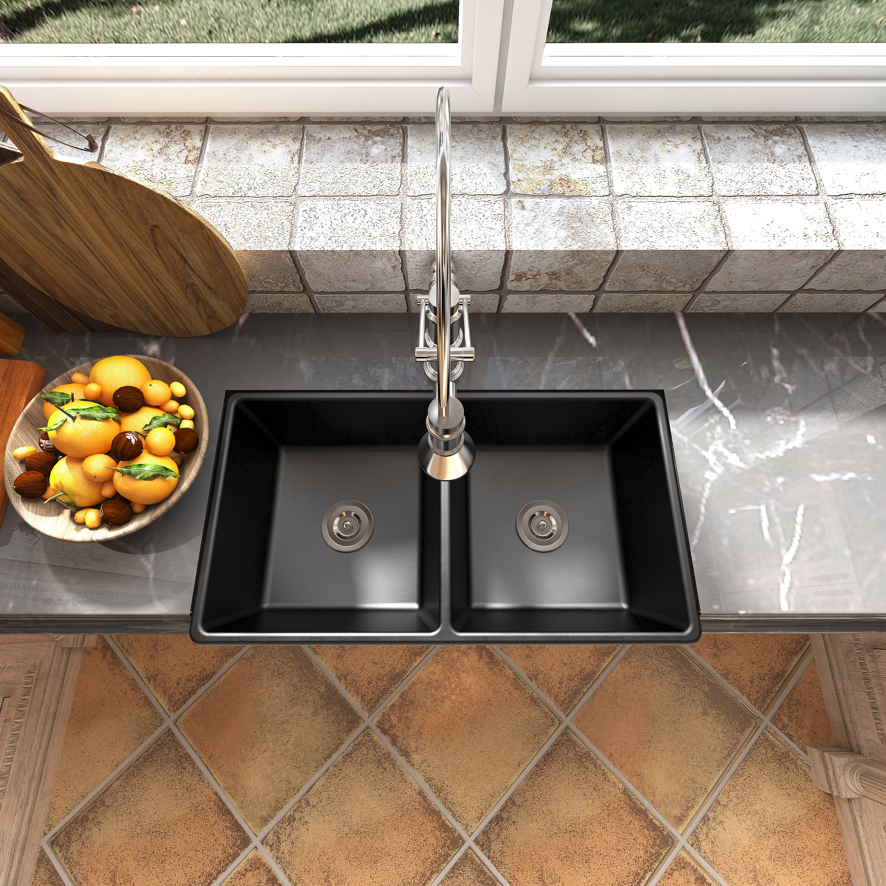 MEJE Double Bowl Farmhouse Kitchen Sink | Wayfair.ie