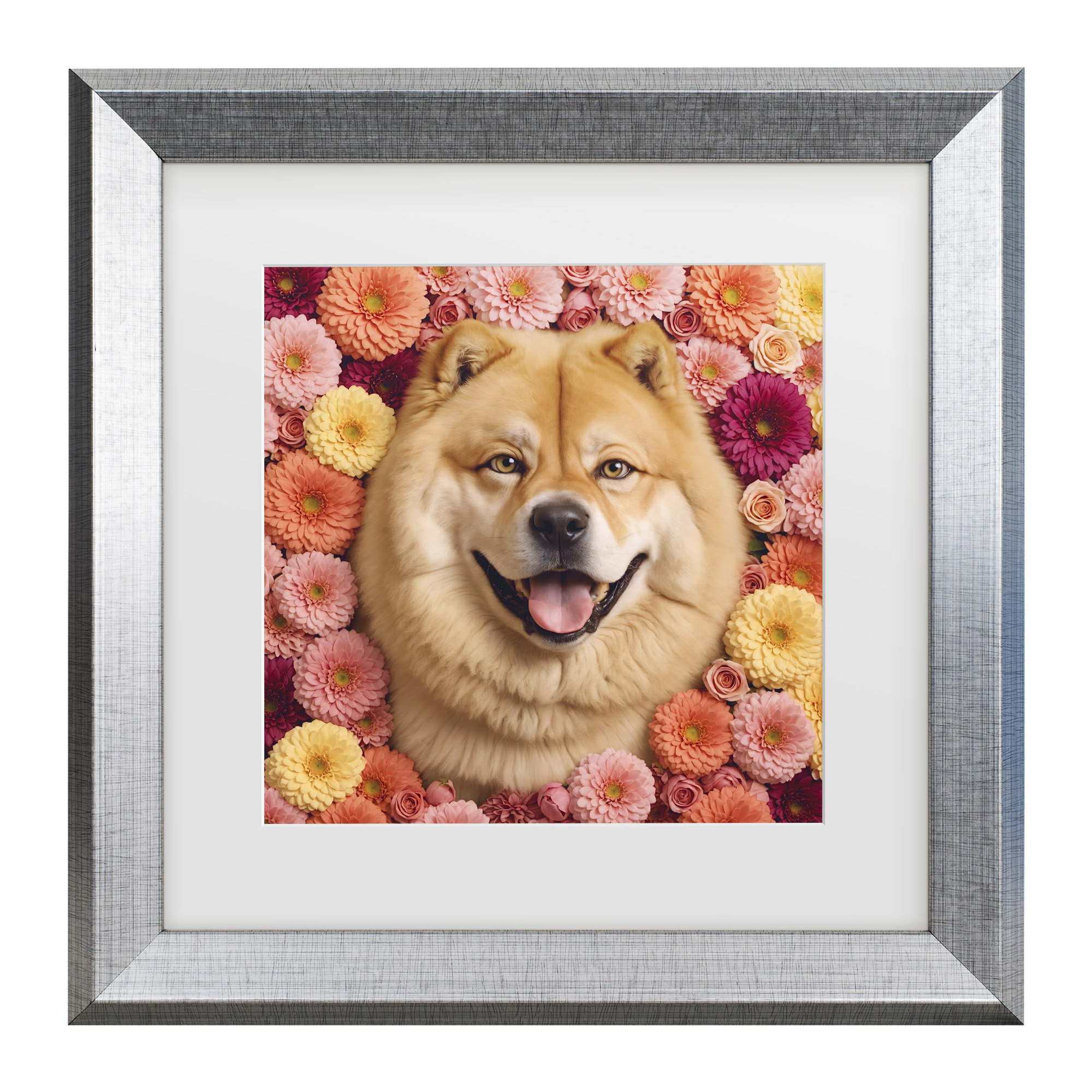 Winston Porter Ben Heine Cute Chowchow Dog With Flowers 4 Matted Framed ...
