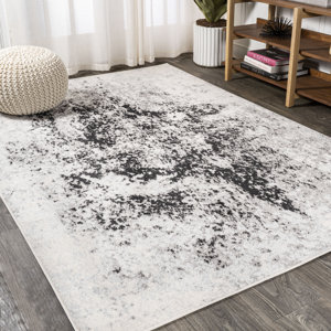 17 Stories Bettencourt Abstract Cream/Black Area Rug & Reviews | Wayfair
