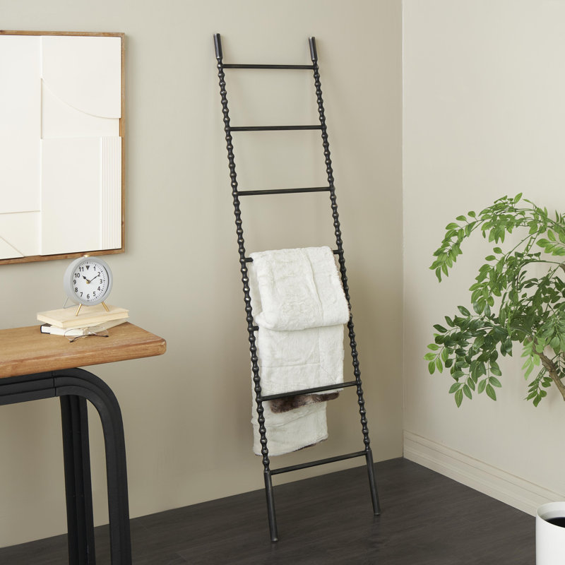 Langley Street® Allmon Black Metal 7 Rung Decorative Ladder, 18" x 1" x ...