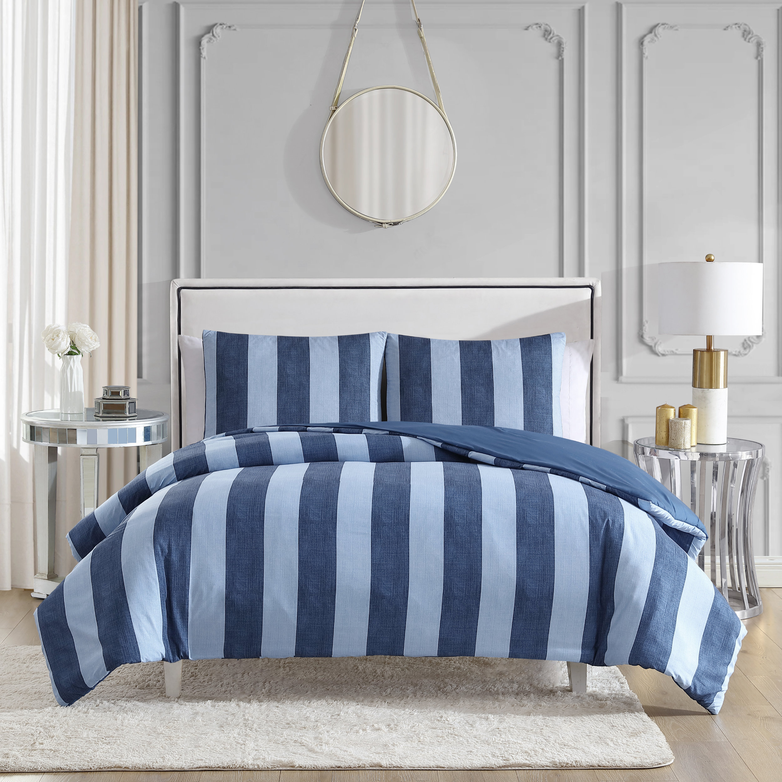 Juicy Couture Denim Stripe Reversible Comforter & Shams Bedding Sets ...