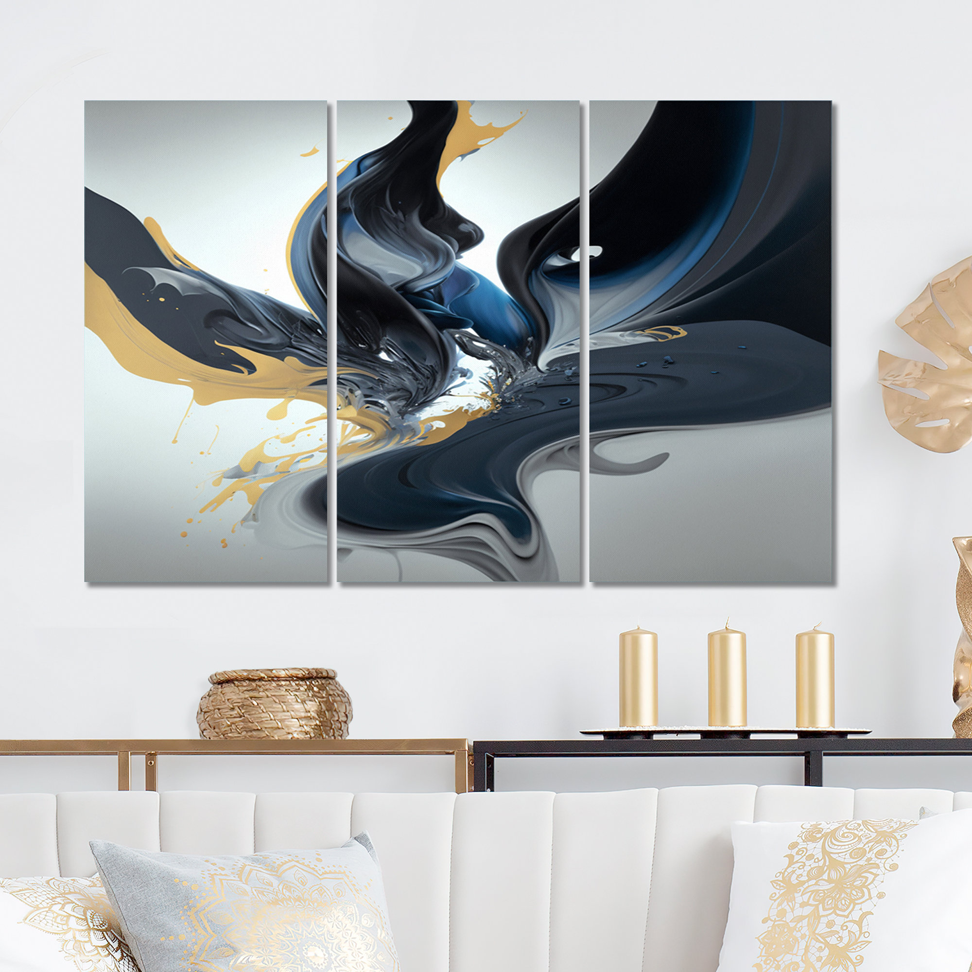 Ivy Bronx Bright Blue Smooth Abstract IV - Abstract Canvas Wall Art Set ...