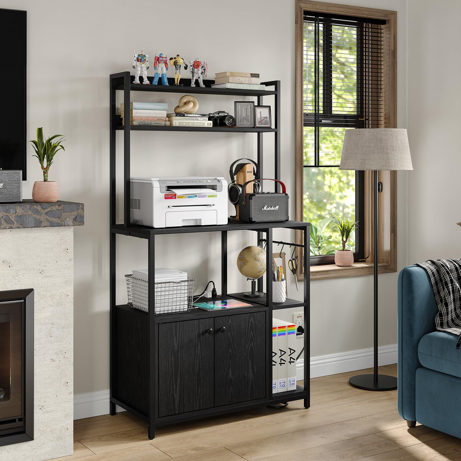 17 Stories 5-Tier Kitchen Bakers Rack with Power Outlet, Industrial ...