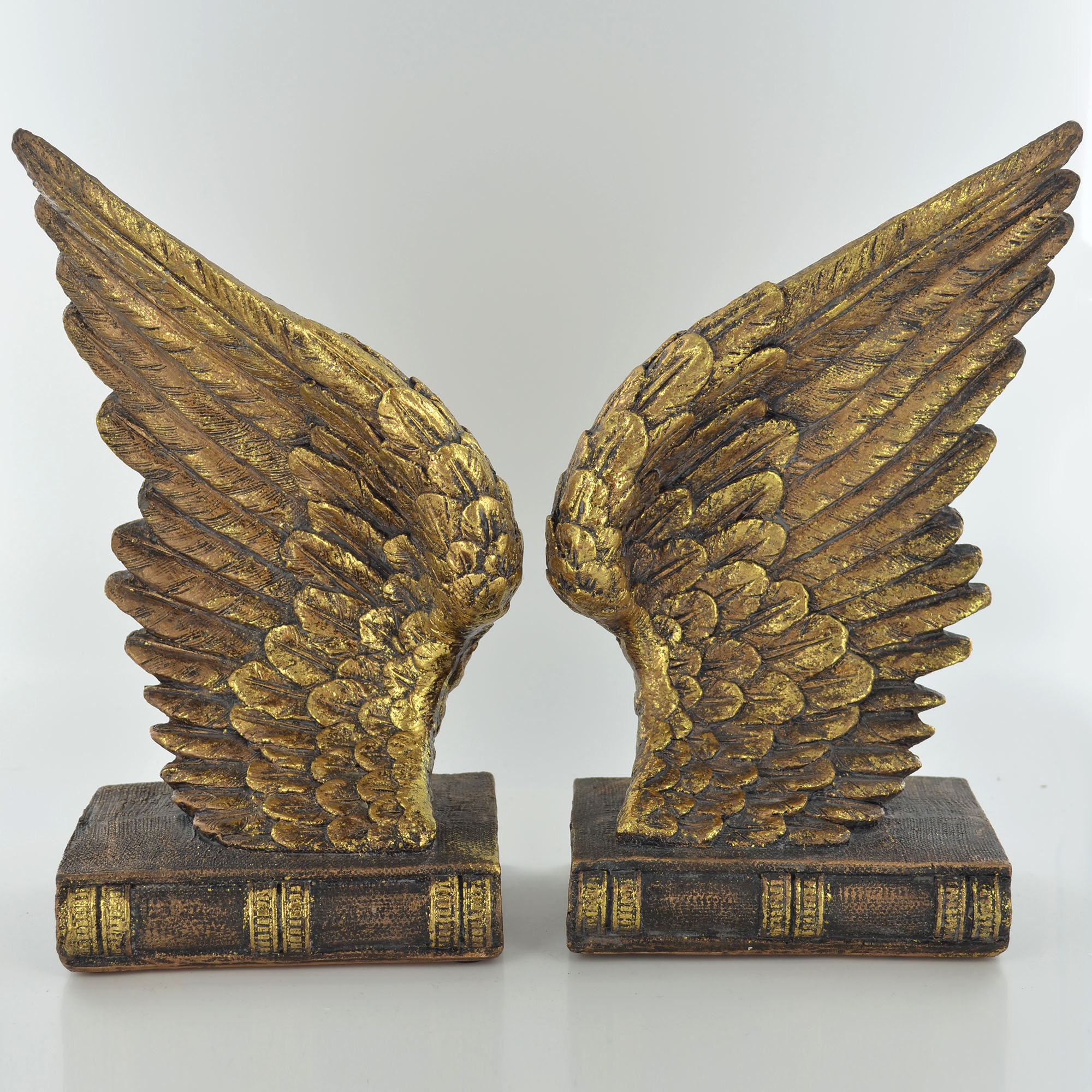 World Menagerie Gold Angel Wings Shelf Tidy Bookends & Reviews ...