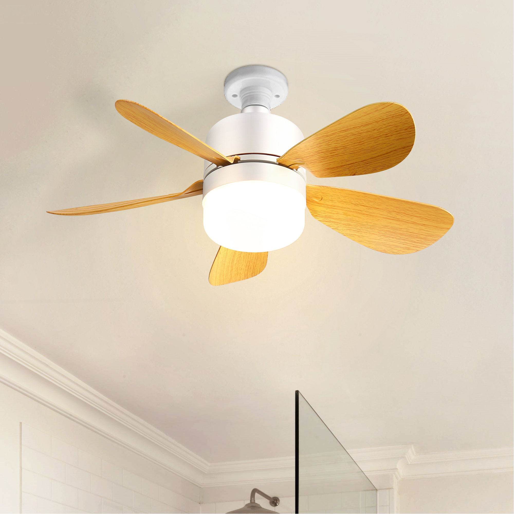 Wrought Studio 16 Inch Socket Ceiling Fans With Dimmable LED Light 2 In ...