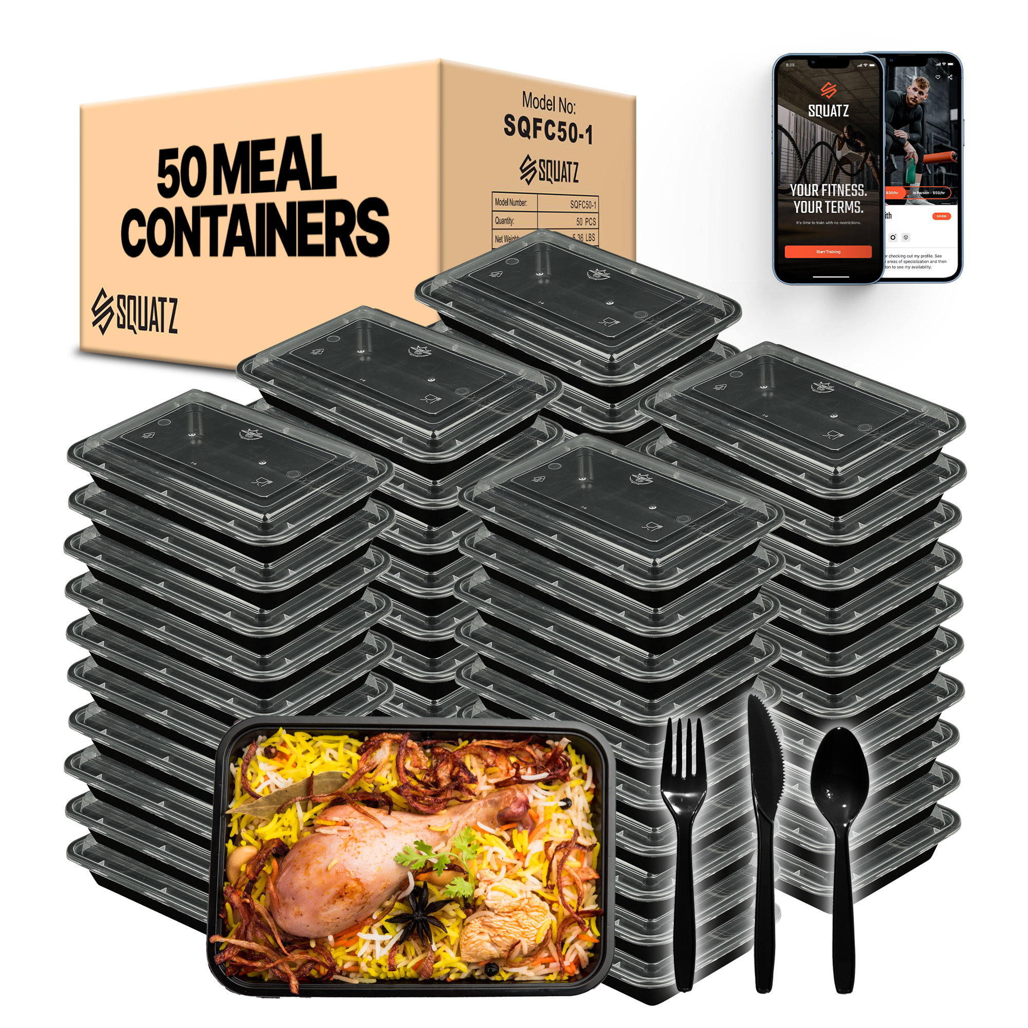 SereneLife Microwavable Food Container With Utensil Set - Black ...