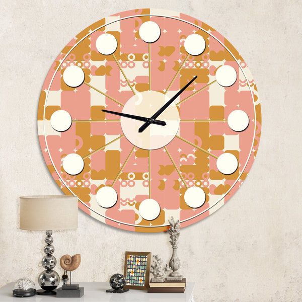 East Urban Home Pink Retro Abstract Design - Mid-Century Modern wall ...