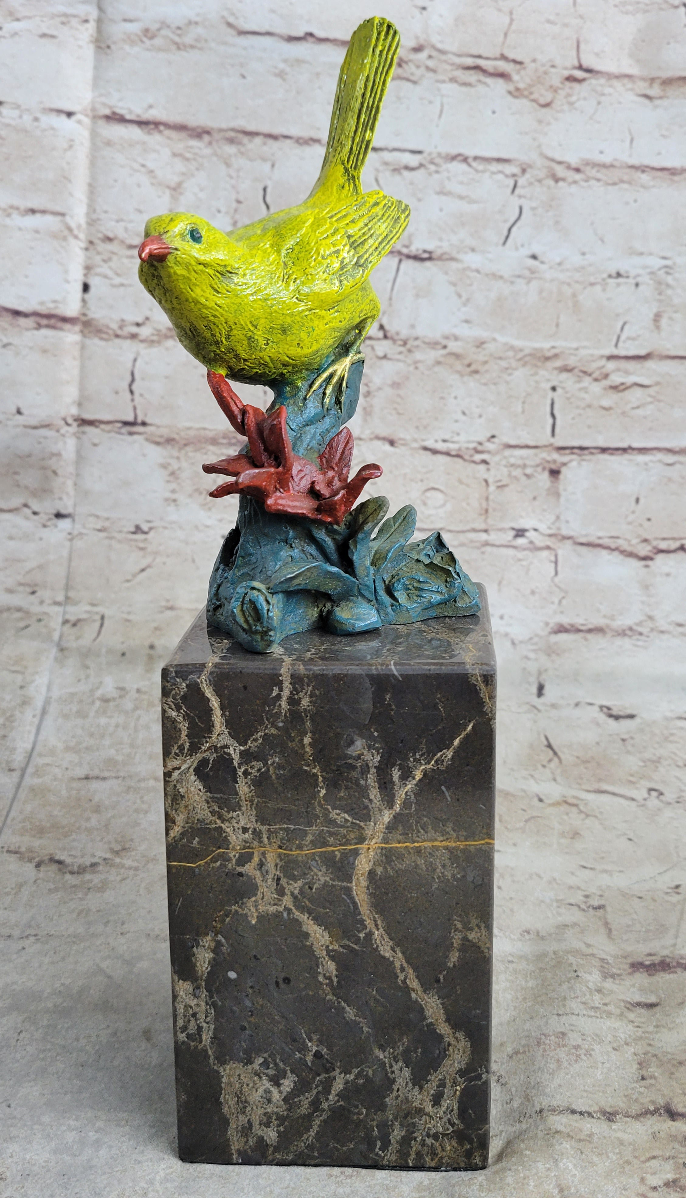 Red Barrel Studio® Switi Bronze Metal Colorful Yellow Finch Songbird ...