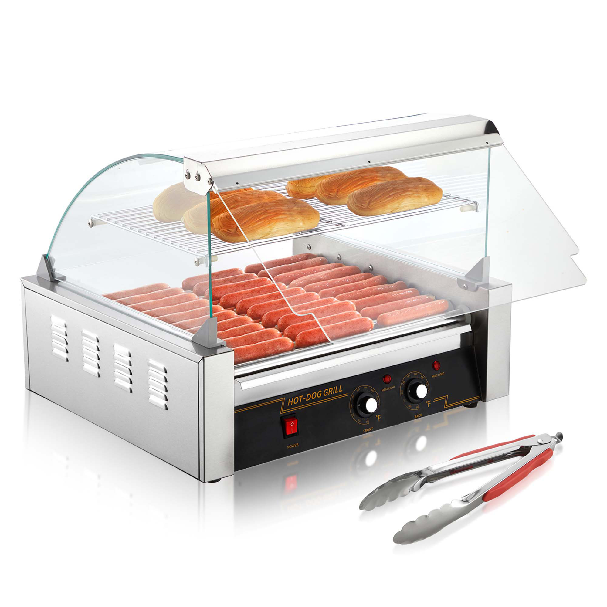 afoxsos 11 Roller Hot Dog Sausage Grill Cooker, 1650w, Dual Temperature ...
