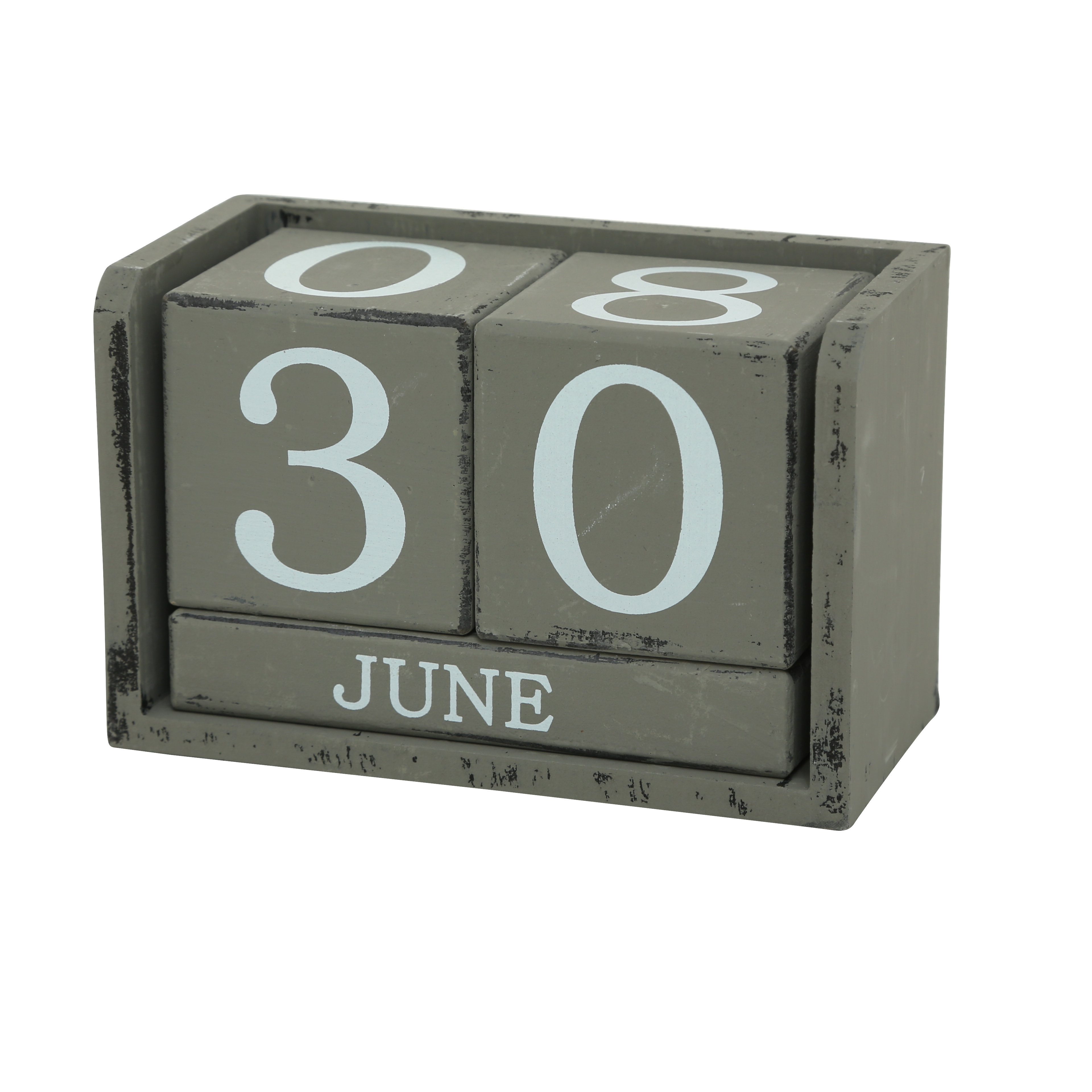 Gracie Oaks Guice Modern Classic Wood Cube Calendar Letter Block ...