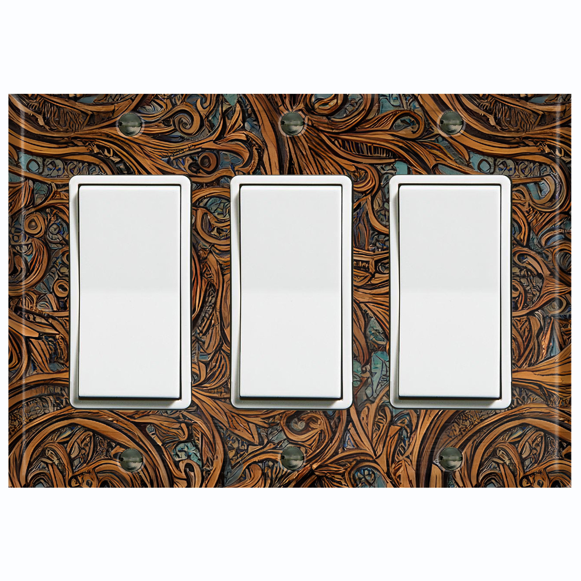 WorldAcc Brown Wood Leaves Tree Bark Print Nature Themed 3 - Gang ...