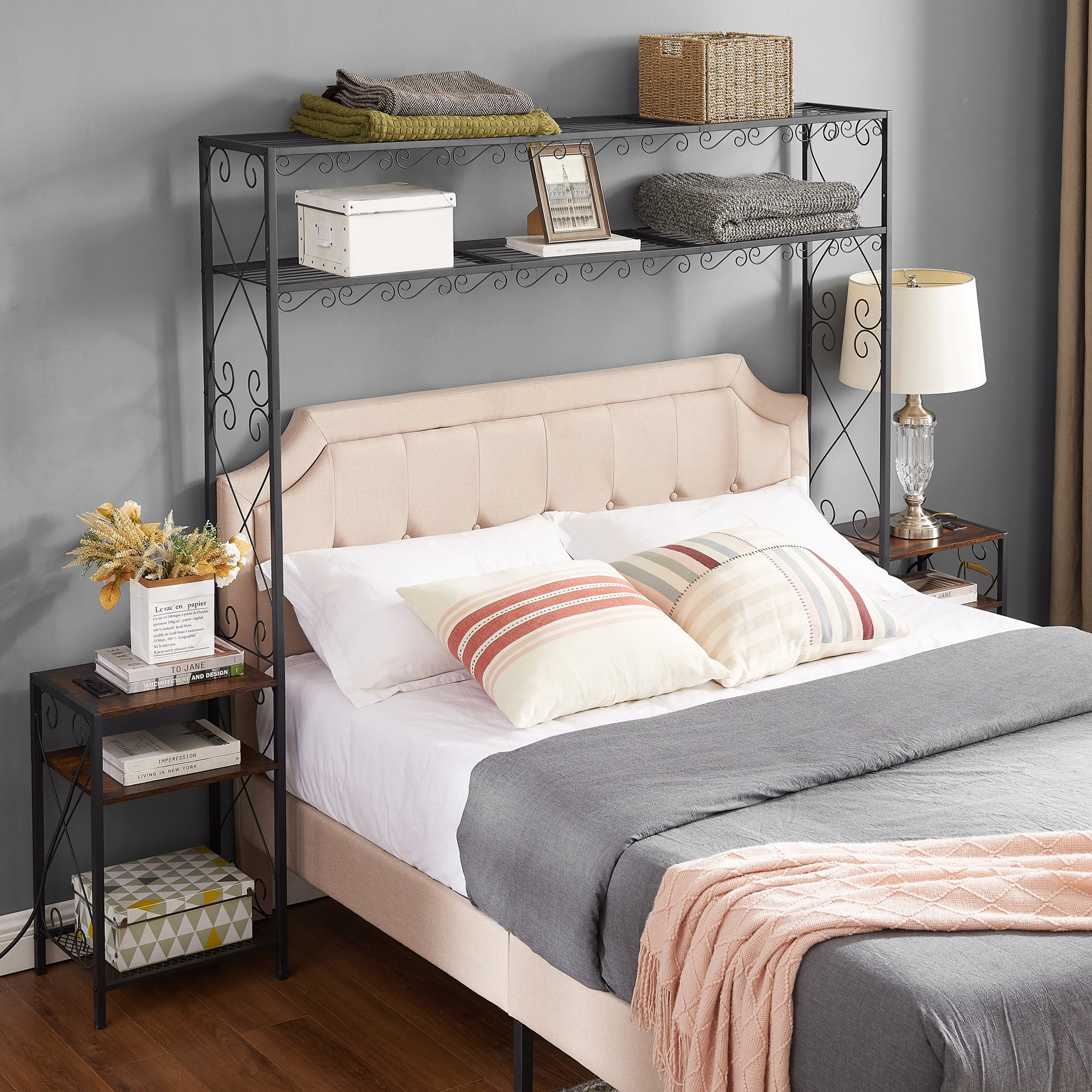 Trent Austin Design® Frame With 2 Nightstands Headboards With Storage ...