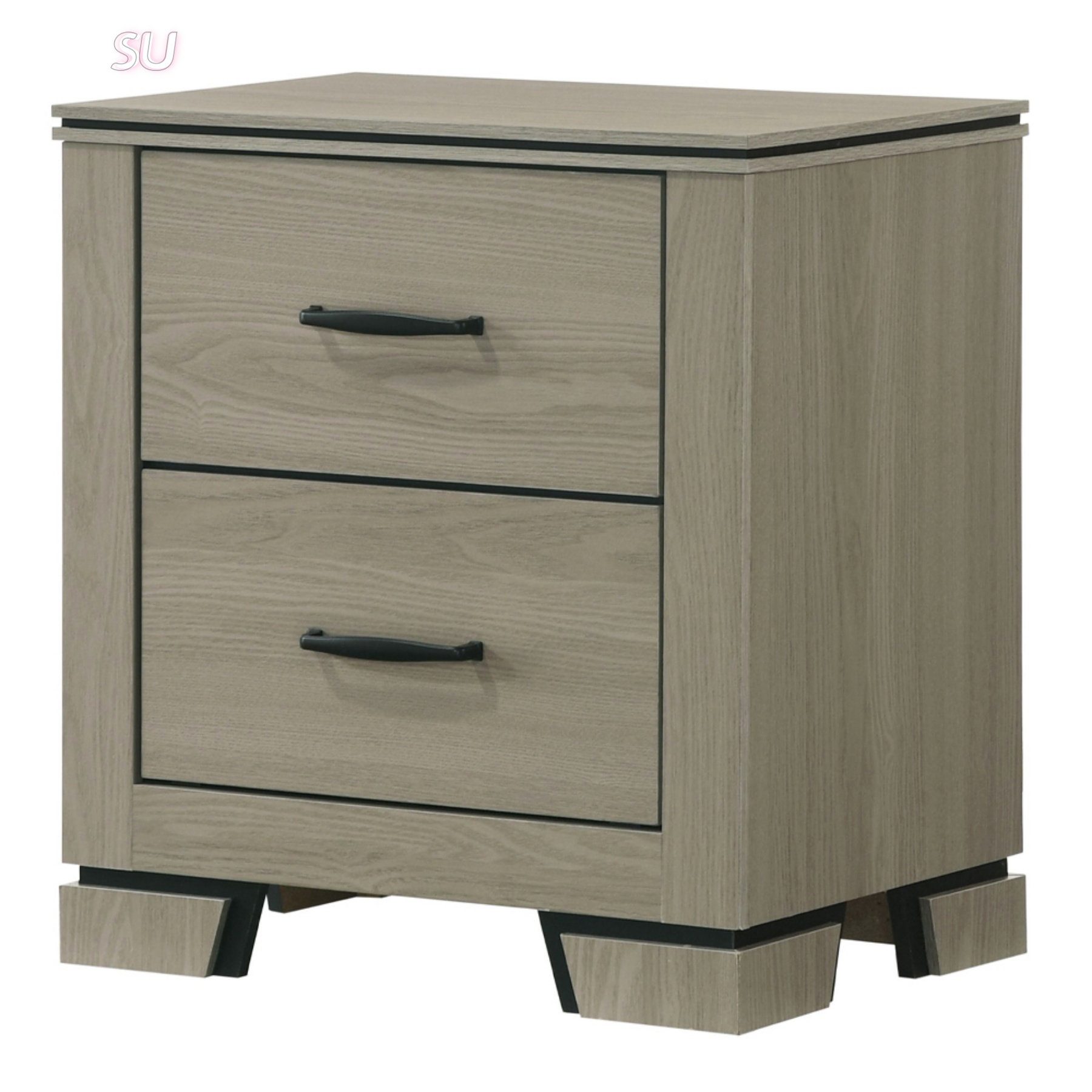 Bay Isle Home™ Modern Sleek Design Two-Drawer Nightstand, Weathered ...