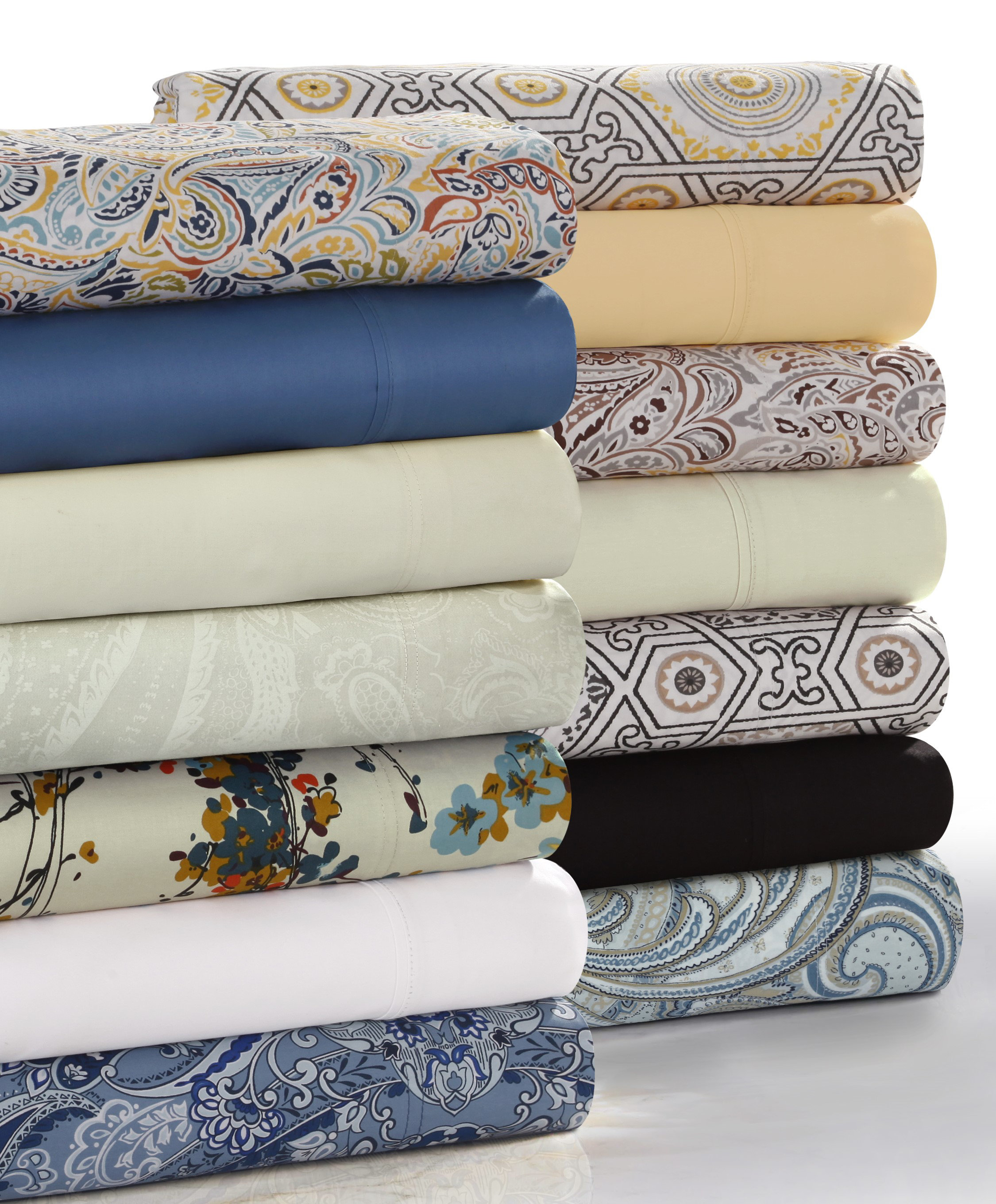 Tribeca Living 300 Thread Count Paisley 100% Cotton Sateen Sheet Set ...