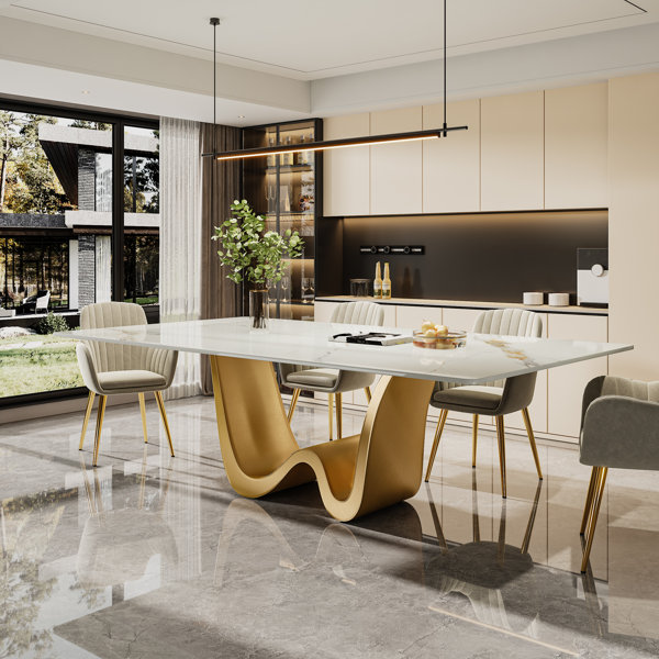 Ivy Bronx Leelan Rectangular 78.7'' L x 39.4'' W Sintered Stone Dining ...