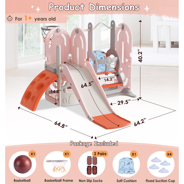 Suteck 5-in-1 Kids Slide with Climbe and Swing Outdoor Indoor Slide ...