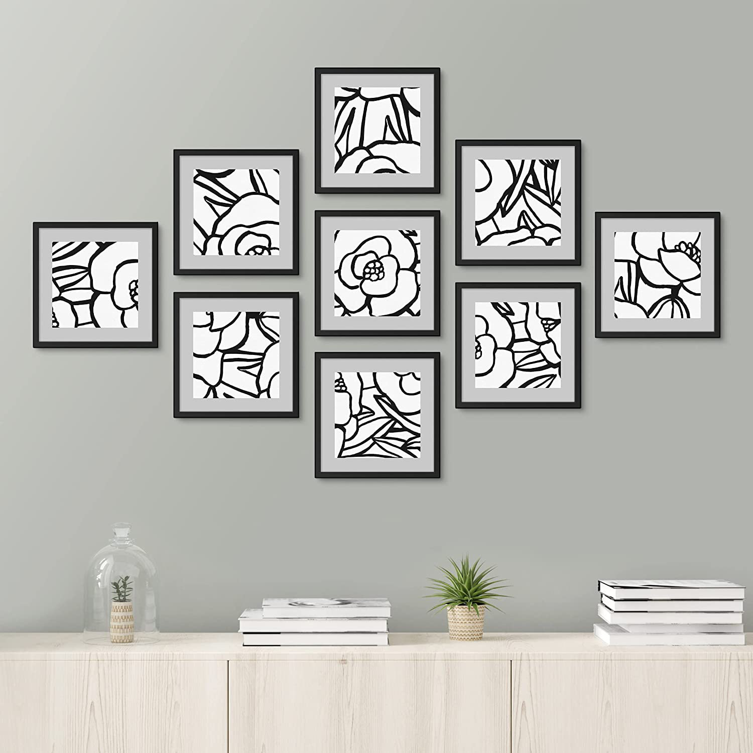 SIGNLEADER Flower Puzzle Line Art Botanical Wilderness - 9 Piece ...