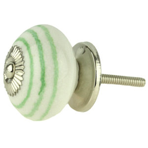 D. Lawless Hardware (5 Pack) 1-1/2 inch Knob White with Green Stripes ...