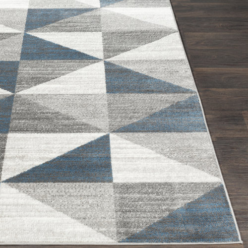 Wade Logan® Lambdin Performance Sky Blue/Navy Rug & Reviews | Wayfair