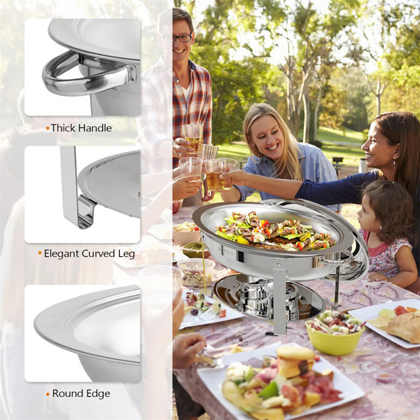 The Party Aisle™ 6QT Stainless Steel Oval Chafing Dish Buffet Set With ...
