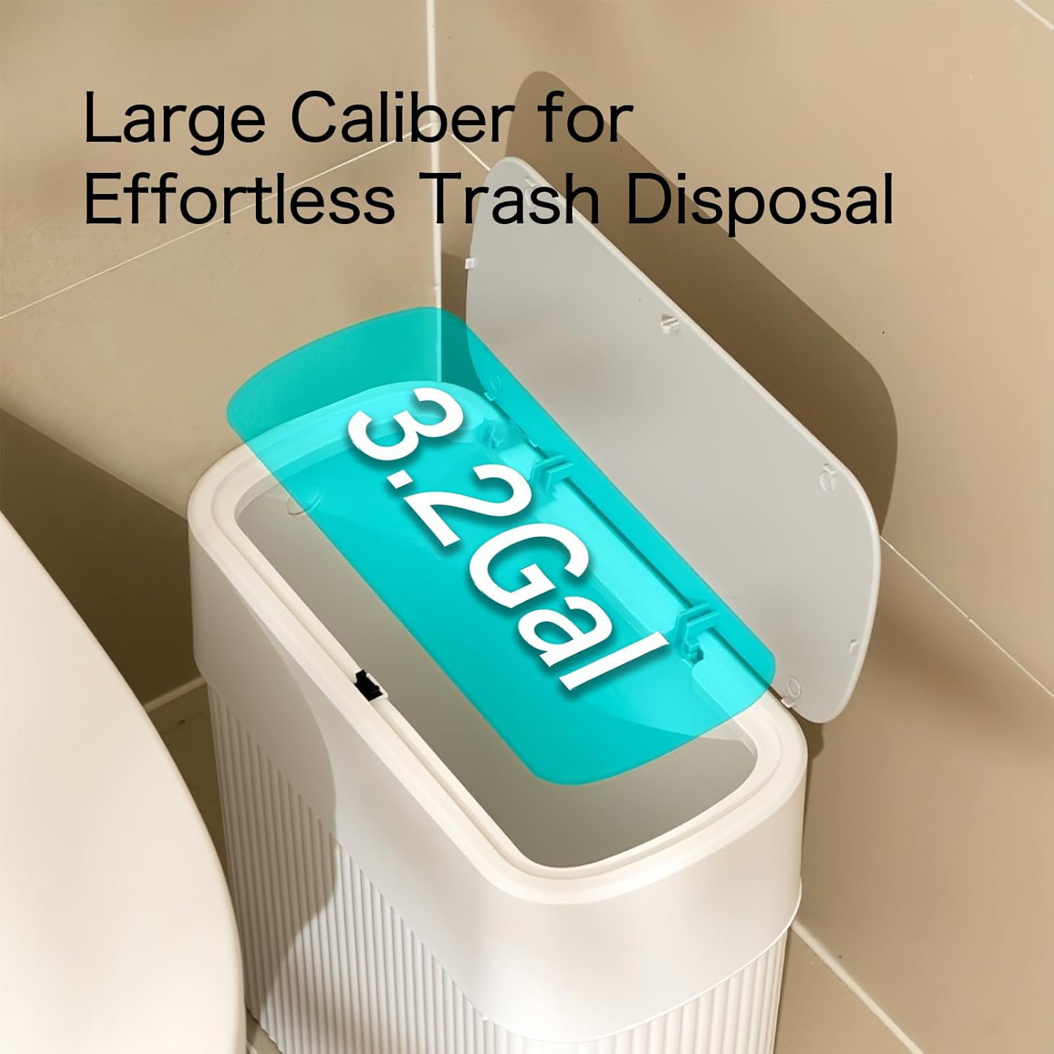 THIROX Bathroom Trash Can With Press Top Lid, 3.2 Gallon Slim Garbage Can For Kitchen Cabinet ...