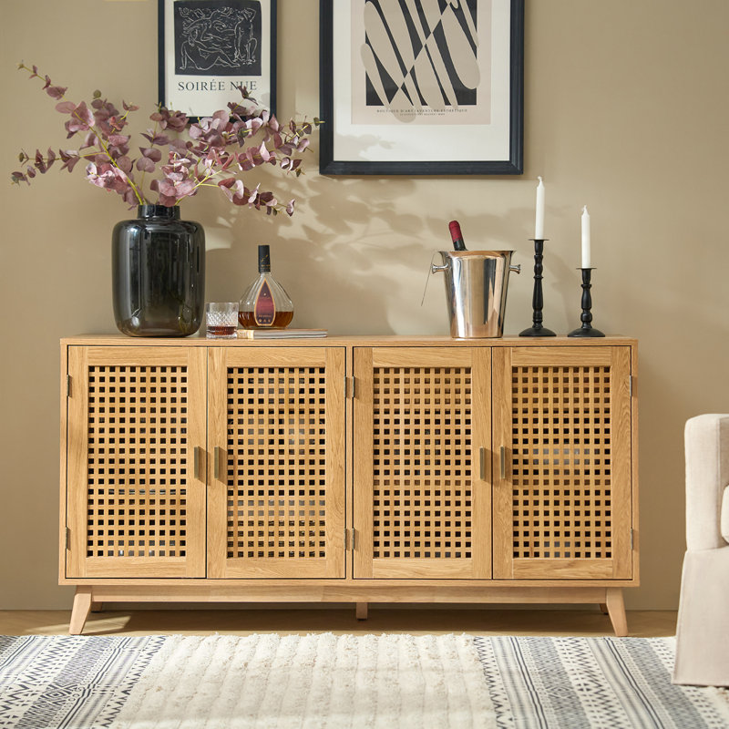 George Oliver Modern Berenika 58" Wide Sideboard with Latticework Doors ...