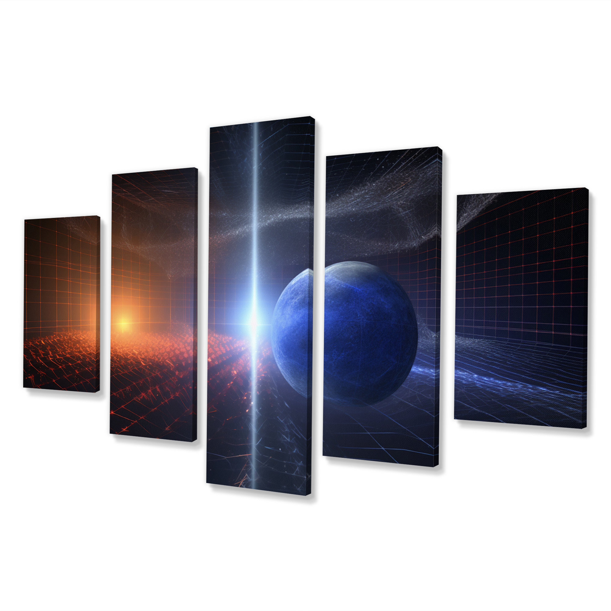 Design Art Blue Solar System Magnetic Galaxy III - Space Canvas Art ...