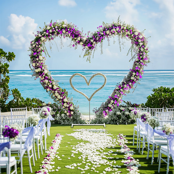 LUVODI 79" Tall Heart Shape Wedding White Metal Arches Backdrop Stand ...