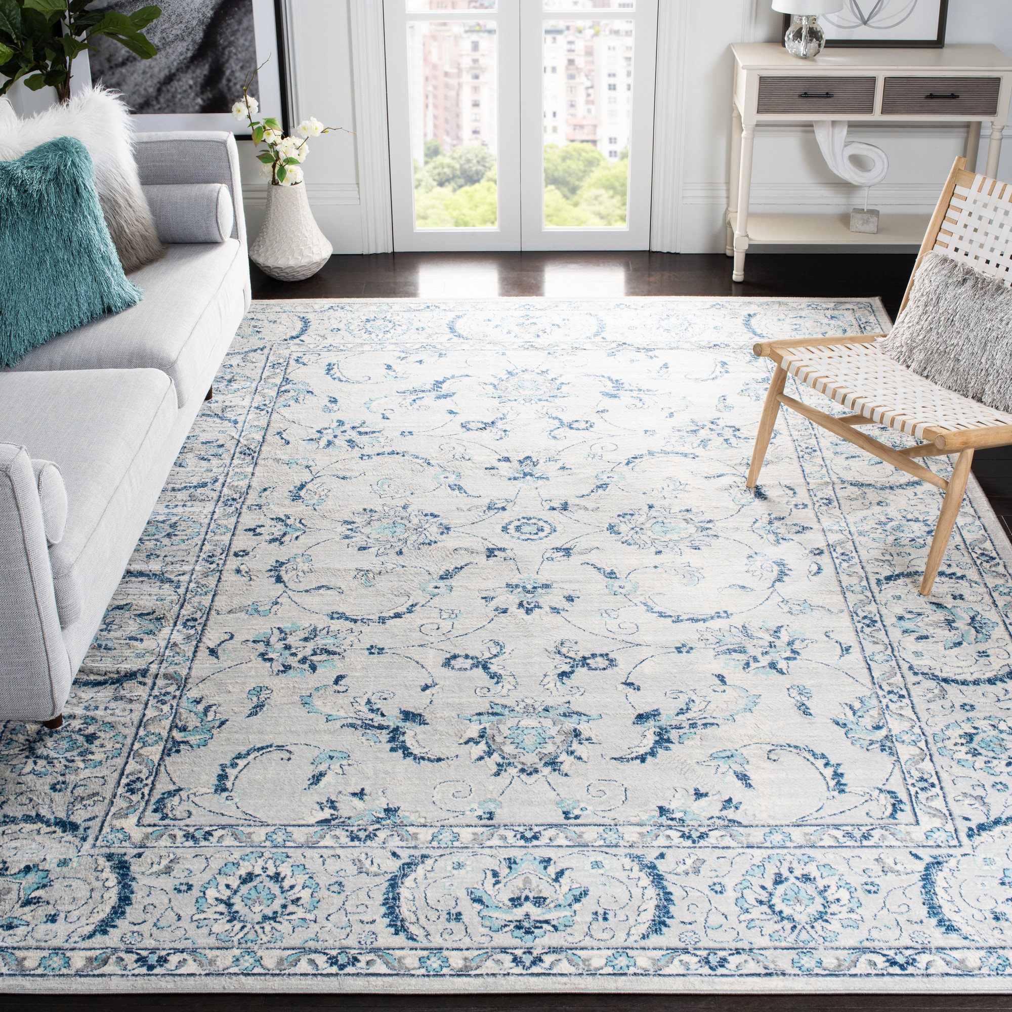 Bungalow Rose Llana Oriental Light Gray / Blue Area Rug & Reviews | Wayfair