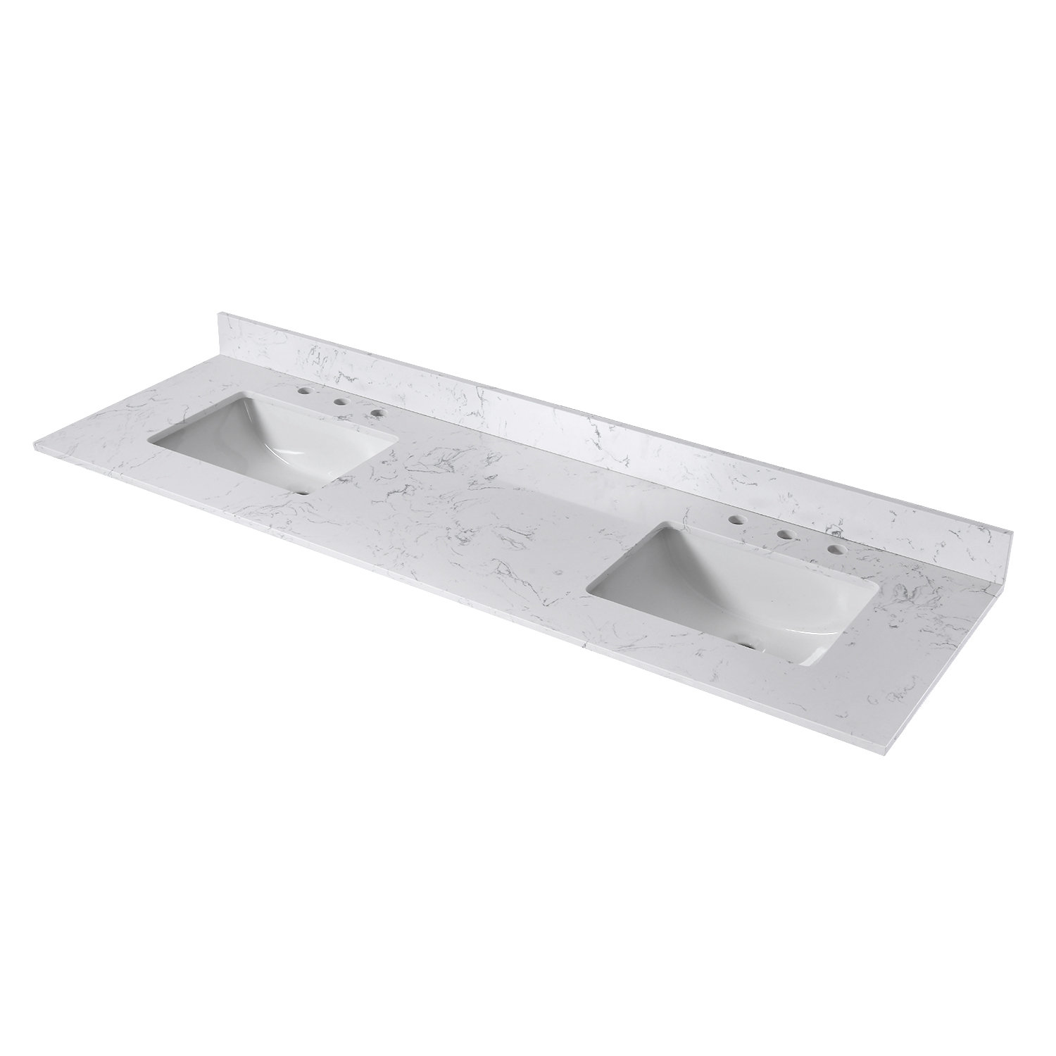 VANITYFAIR 72'' Engineered Marble Vanity Top with Sink Faucet Holes ...