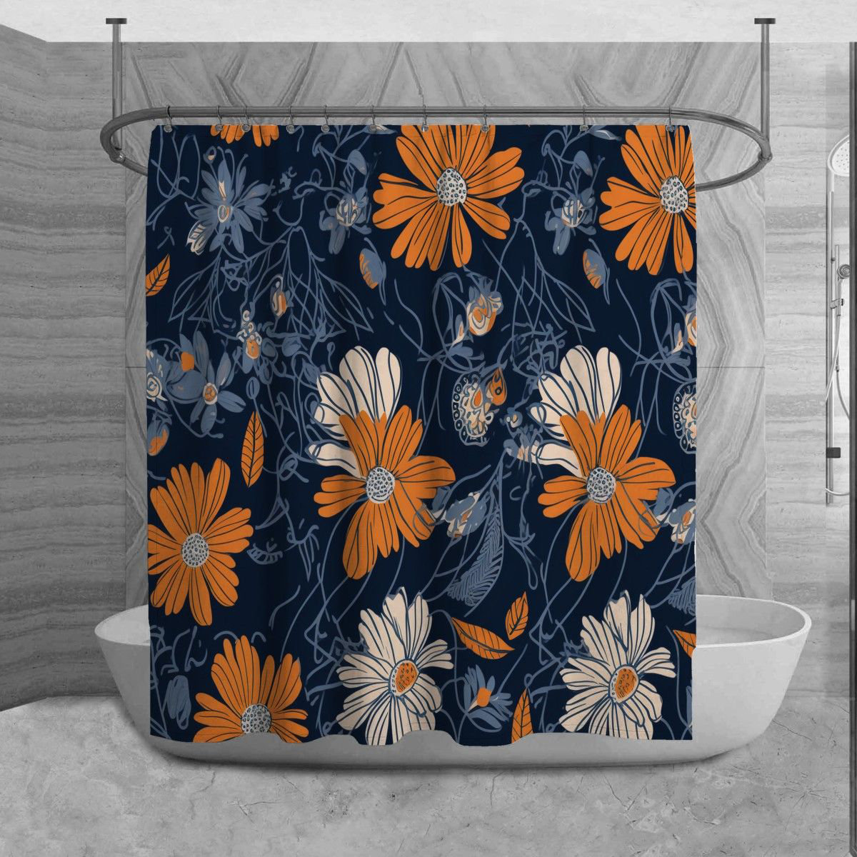 East Urban Home Floral Shower Curtain Pattern Bathroom Décor_6051 ...