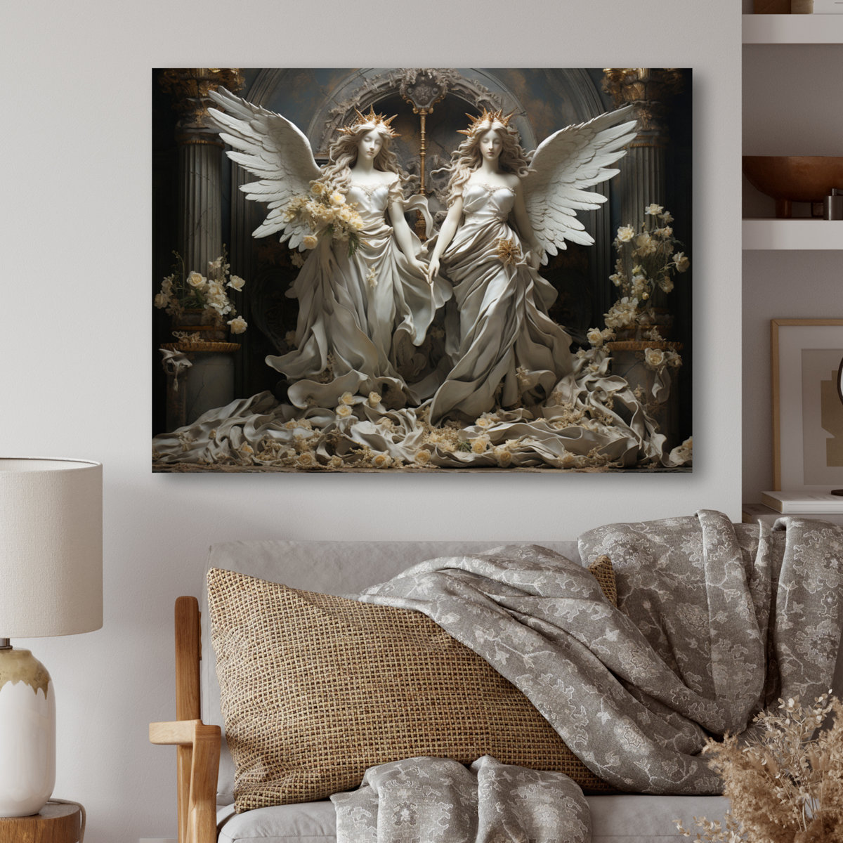 Trinx Church Angel Guardians II - Spiritual Metal Wall Decor | Wayfair