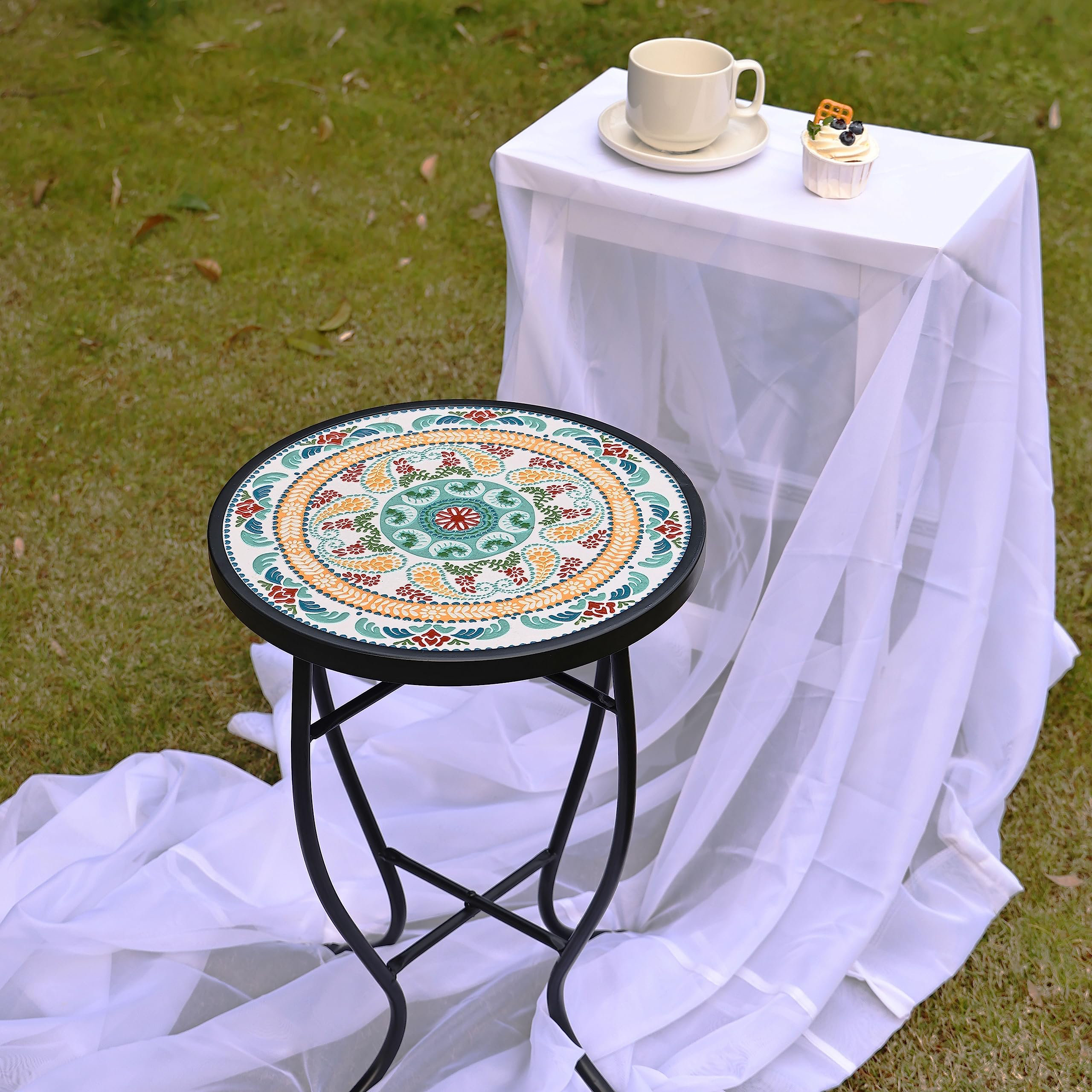 Bungalow Rose 14 Inch Round Table Top Indoor And Outdoor Decorative ...