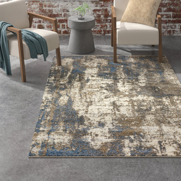 Steelside™ Bellavia Abstract Blue/Brown/Beige Area Rug & Reviews | Wayfair
