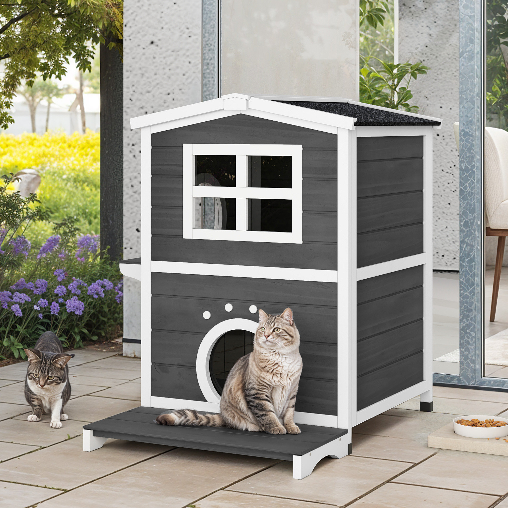 Tucker Murphy Pet™ Two Level Outdoor Cat Catio Cat House For 2 cats ...