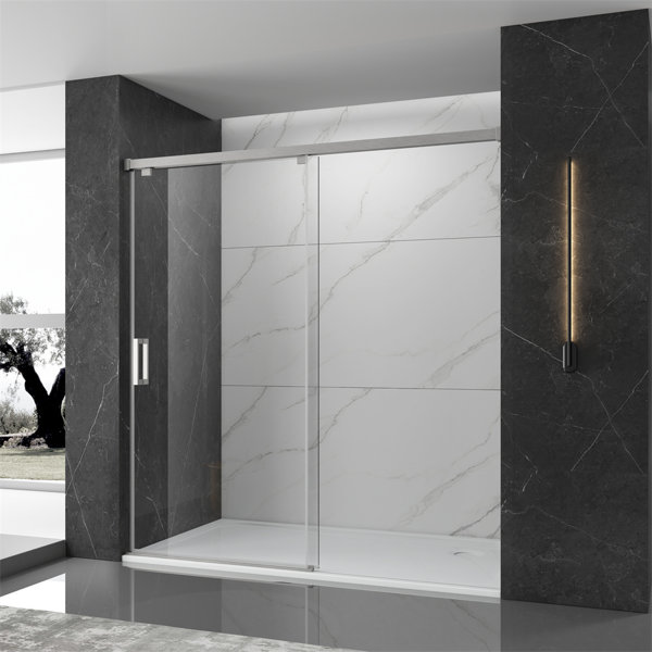NORTHROOM 60'' W 76'' H Frameless Rectangle Reversible Shower Stall ...