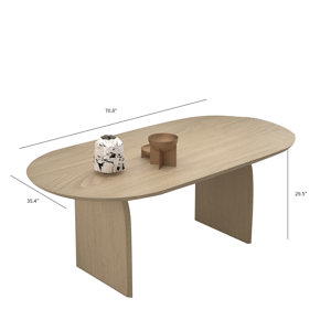 Ebern Designs Eimy Solid Wood Double Leg Base Dining Table In Original ...