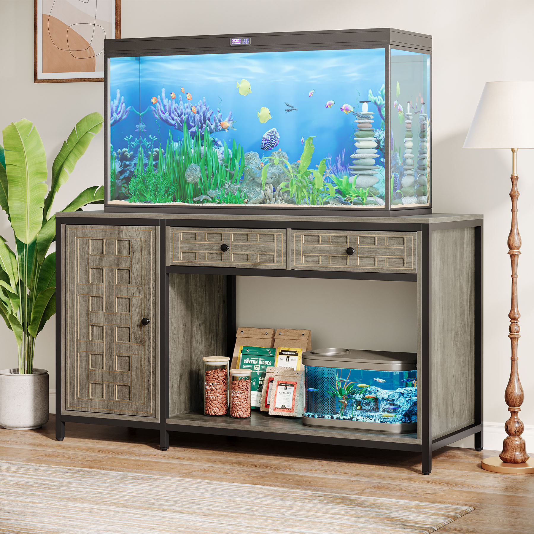 Tucker Murphy Pet™ 55-75 Gallon Aquarium Stand With Power Outlets, Fish ...