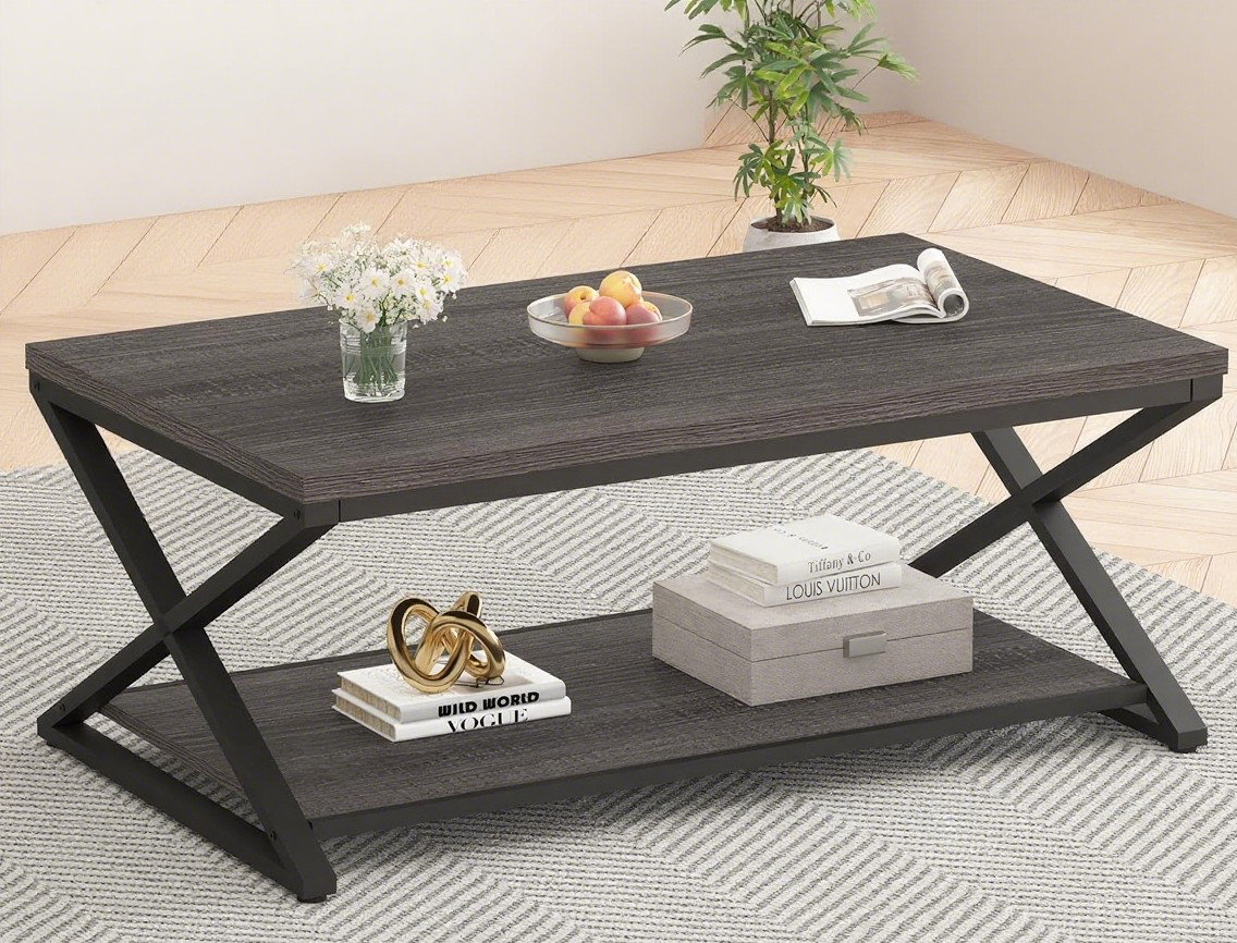 Corrigan Studio® 47 Inch Simple Rectangle Cocktail Table with Storage ...